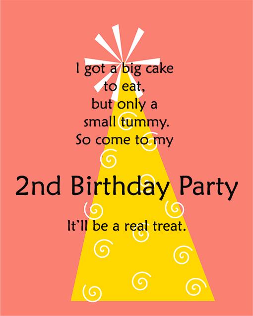 2nd Birthday Invitations And Wording 365greetings