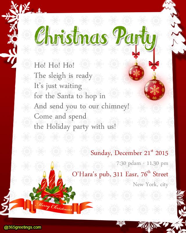 Christmas Party Invitation Wording 365greetings